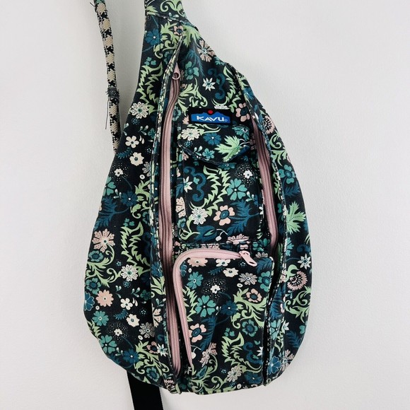 Kavu | Bags | Kavu Over The Shoulder Crossbody Hiking Bag Blue Green Floral Adjustable | Poshmark